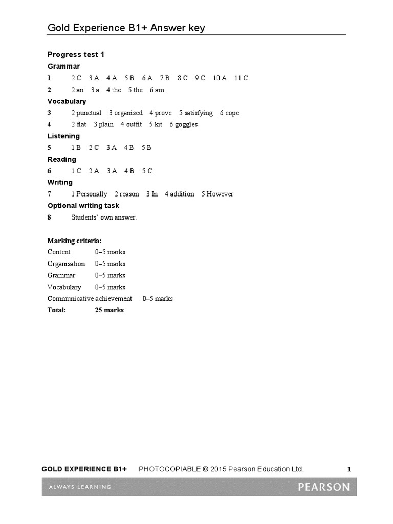 Test Answer Key PDF | PDF | Vocabulary