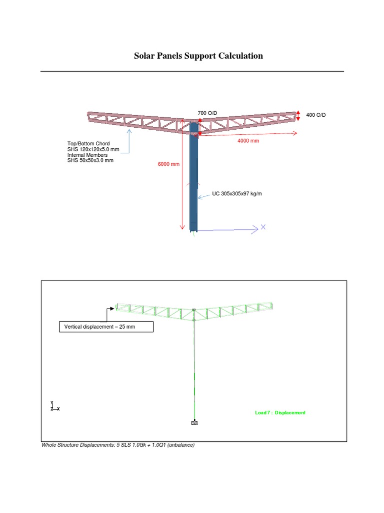 Solar Panel Support Structure Calculations | PDF