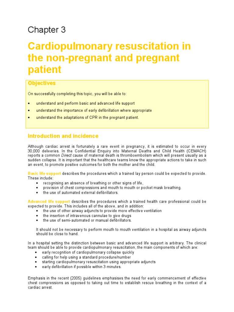 CPR in Pregnancy | PDF | Cardiopulmonary Resuscitation | Cardiac Arrest
