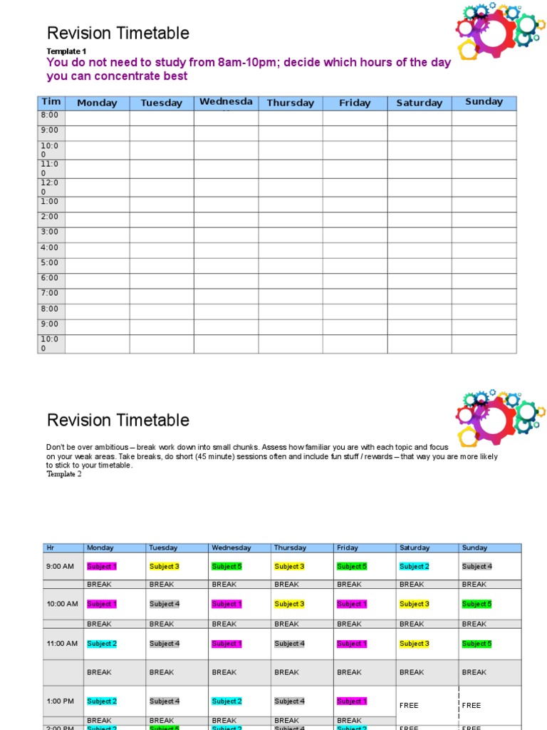 Revision Timetable | PDF | Mental Processes | Cognition