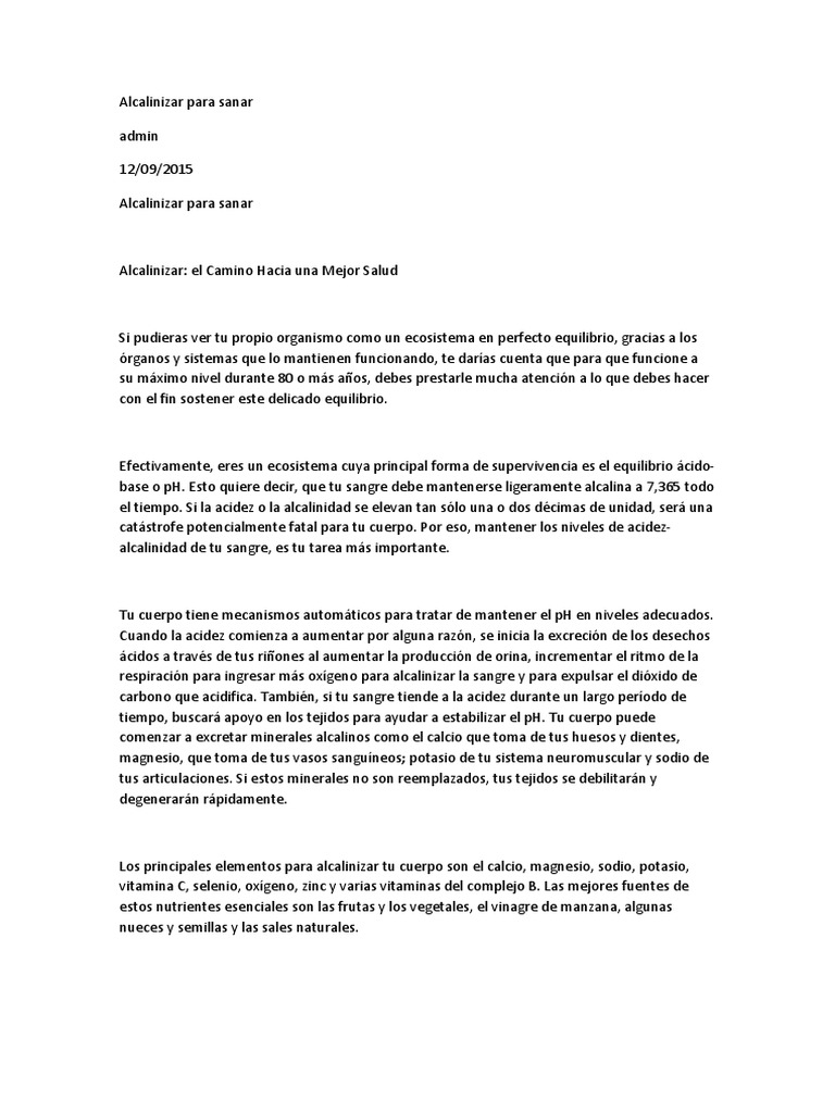 Alcalinizar para Sanar | PDF | Nutrientes | Potasio