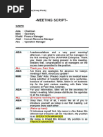 Script Mock Meeting | PDF | Employment | Marketing