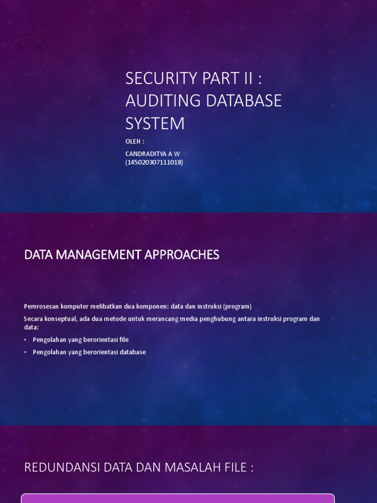 Security Part II Auditing Database System | PDF