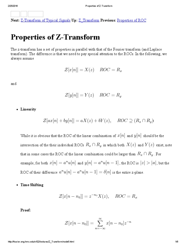 Properties of Z-Transform | PDF | Harmonic Analysis | Mathematical ...