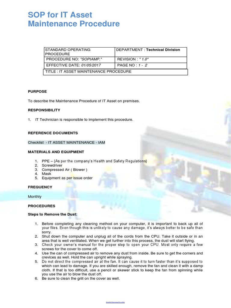 SOP IT Asset Maintenance Procedure | PDF | Safety | Computing And Information Technology