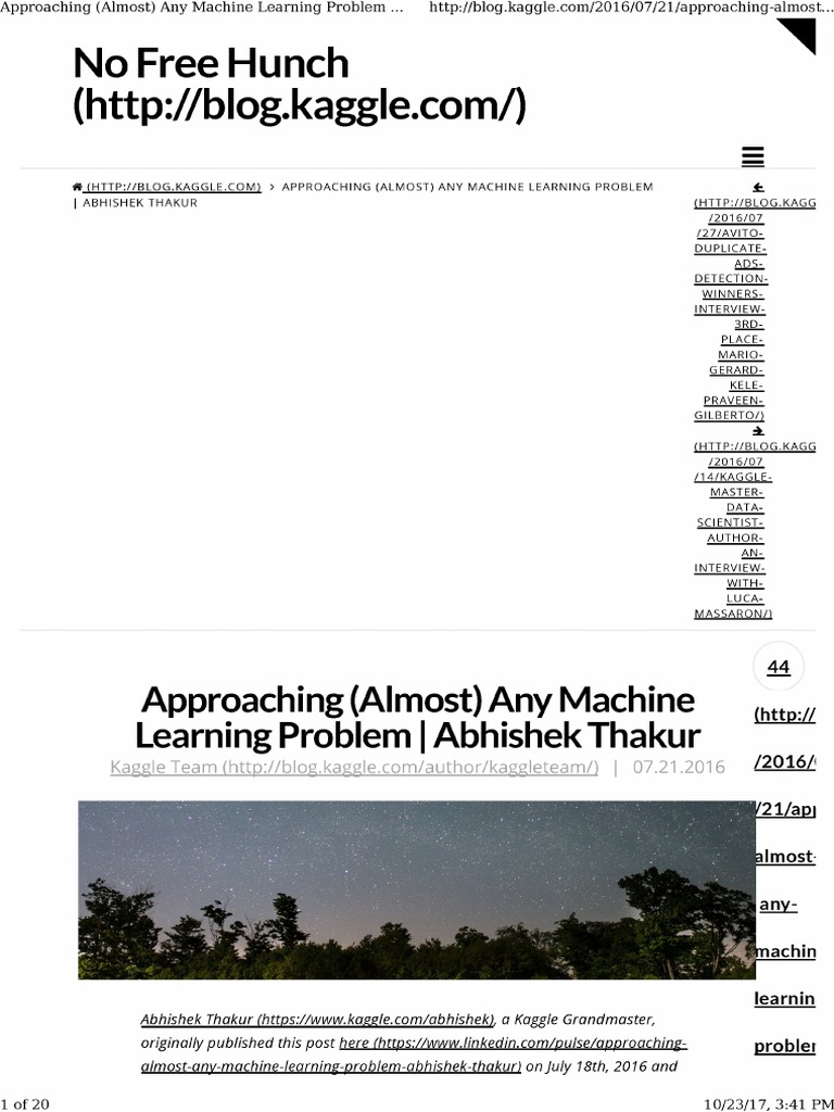 Approaching Almost Any Machine Learning Problem | PDF | Applied ...