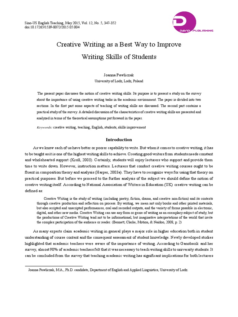 Creative Writing | PDF | Creative Writing | Survey Methodology