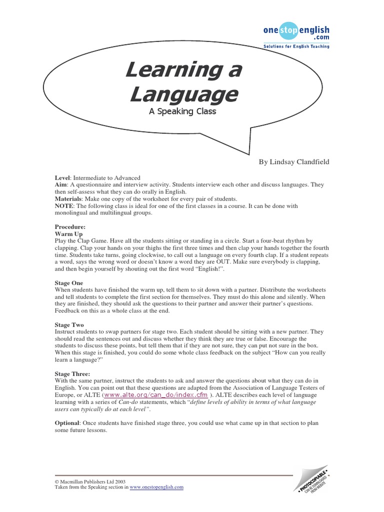 Language Interview Activity Guide | PDF | English Language | Lesson Plan