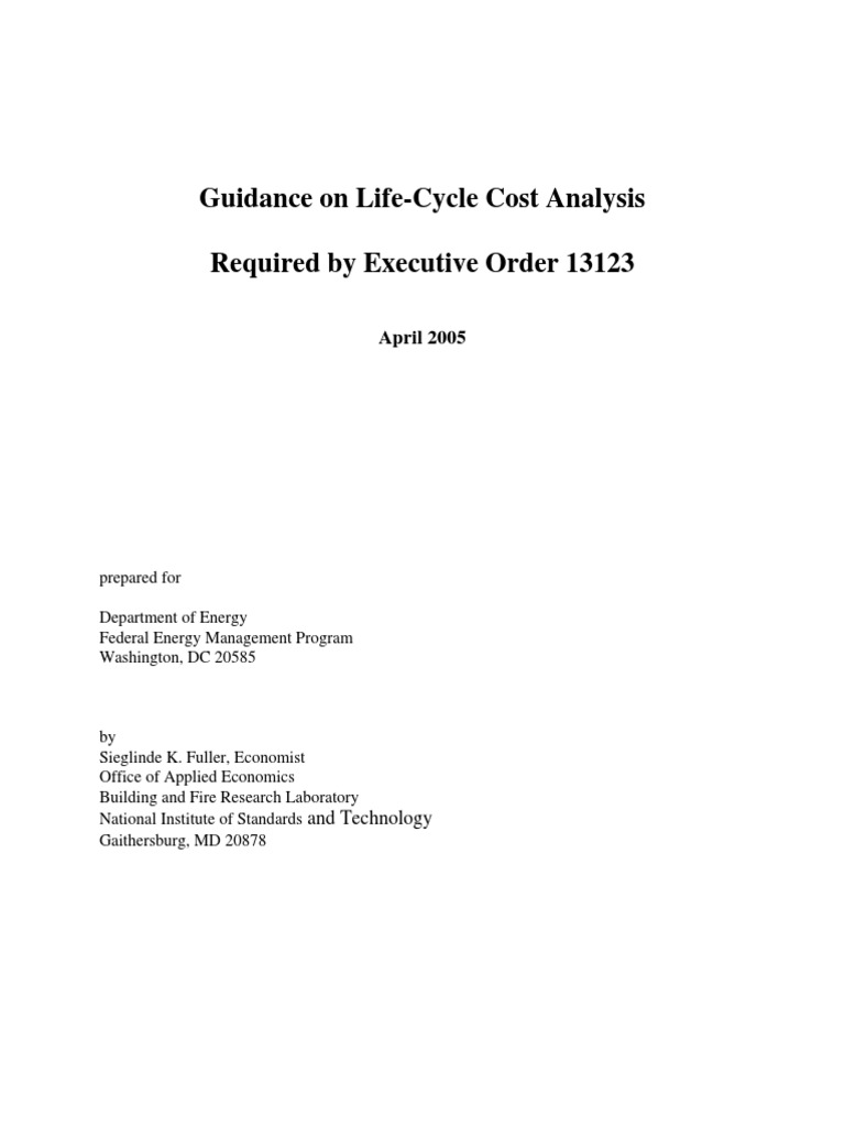 Guidance On Life Cycle Cost Analysis | PDF | Life Cycle Assessment ...