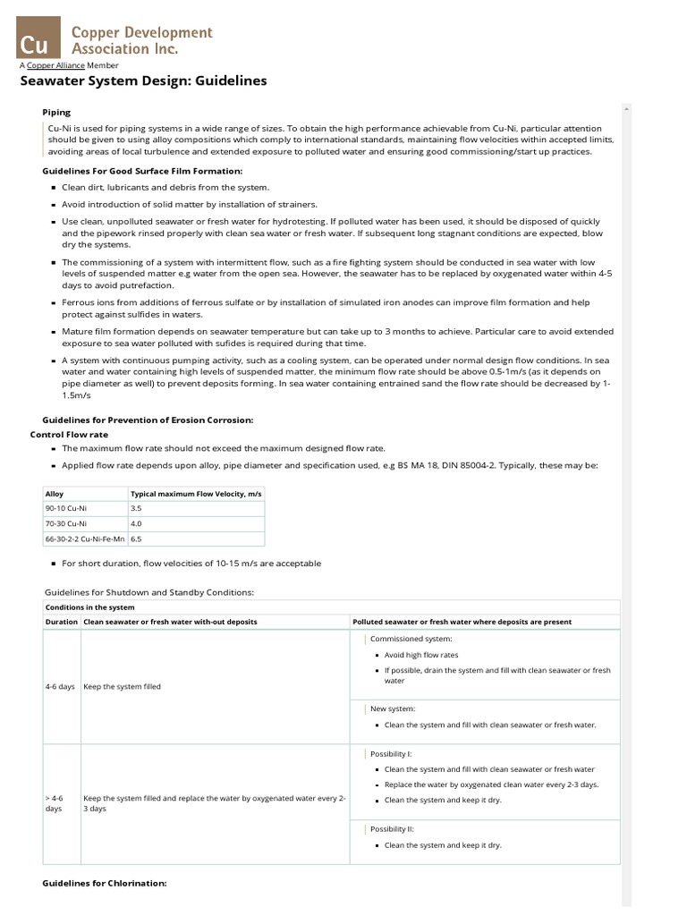 Copper-Nickel - Seawater System Design - Guidelines | Download Free PDF ...