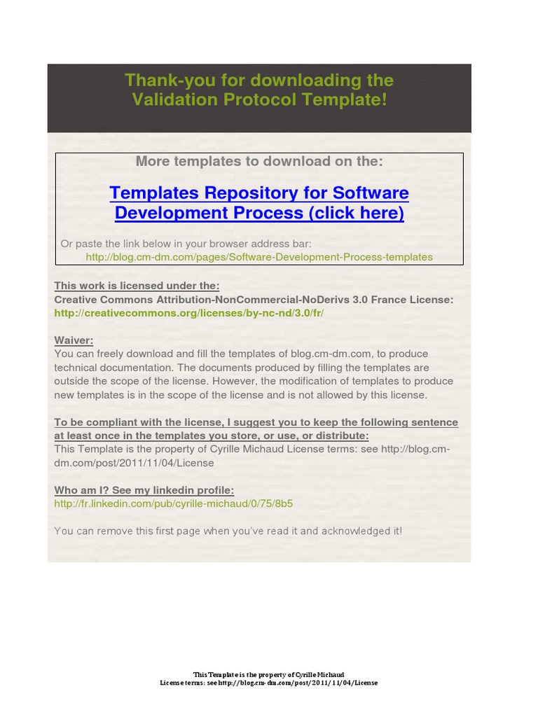 Validation Protocol Template Pdf Verification And Validation Software Testing