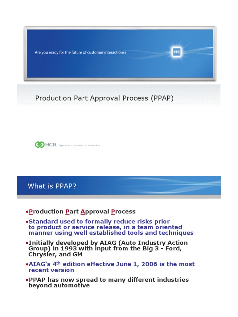 Production Part Approval Process | PDF | Production And Manufacturing ...