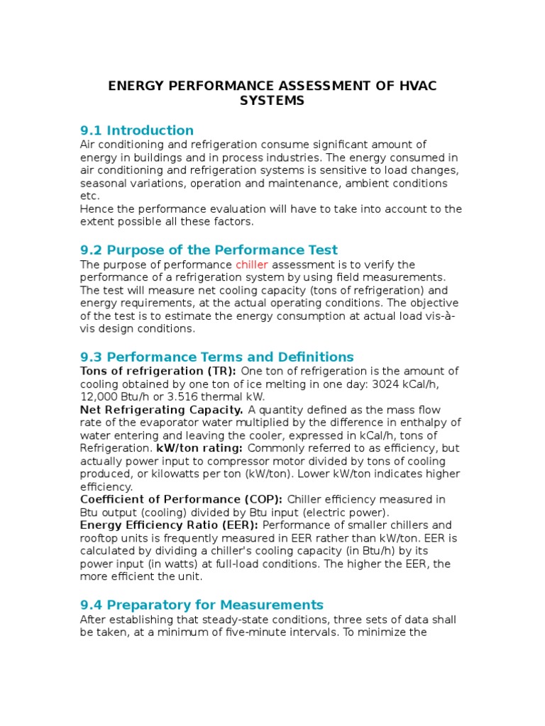 Energy Performance Assessment of Hvac Systems | PDF | Refrigeration | Ton