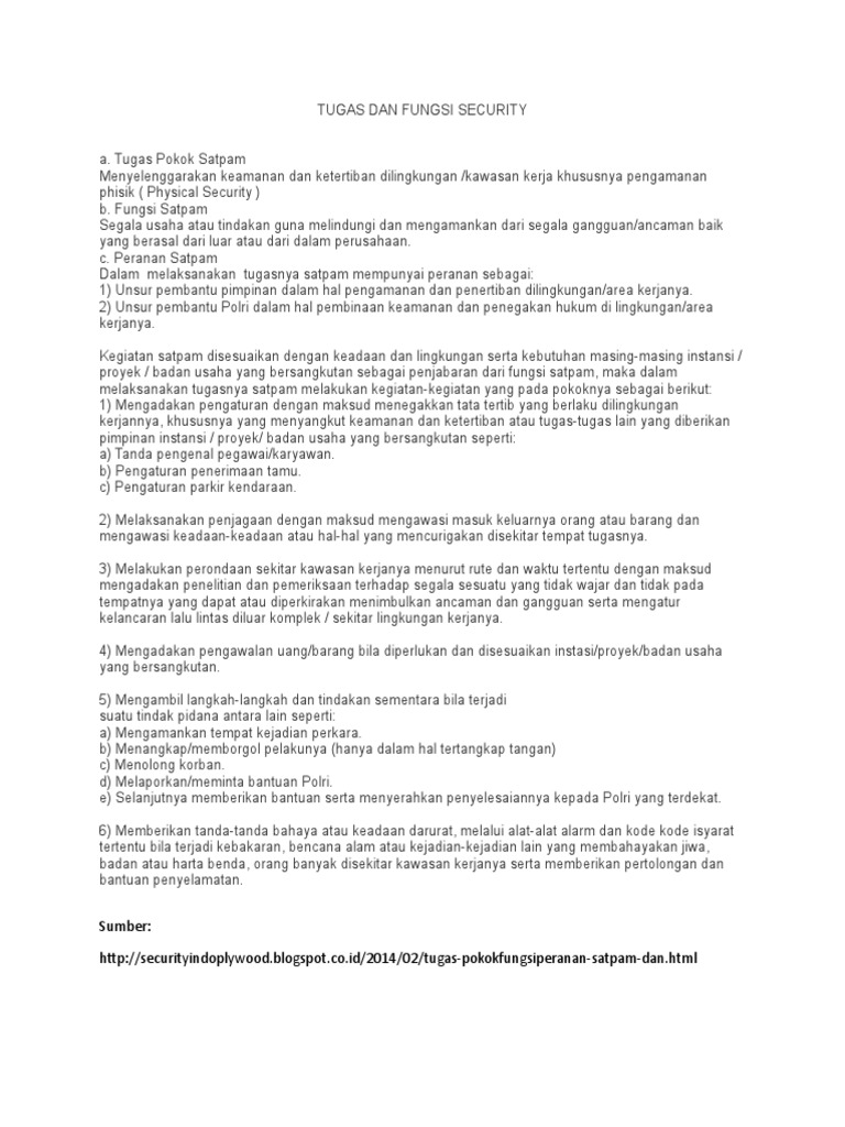 Tugas Dan Fungsi Security | PDF
