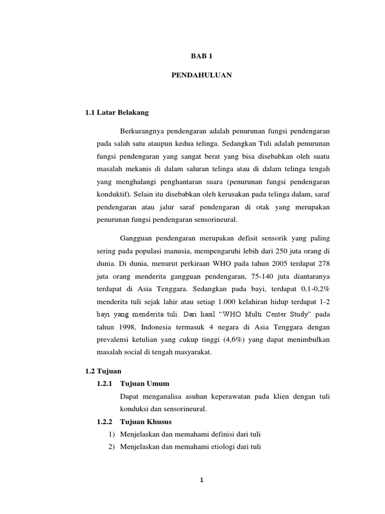 Pendengaran: Tuli Konduktif & Sensorineural | PDF