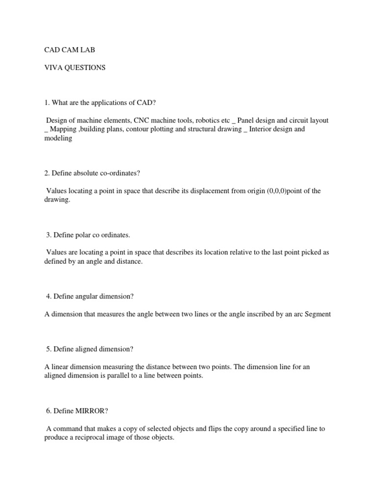 Cad Cam Lab Viva | PDF | Numerical Control | Computer Aided Design