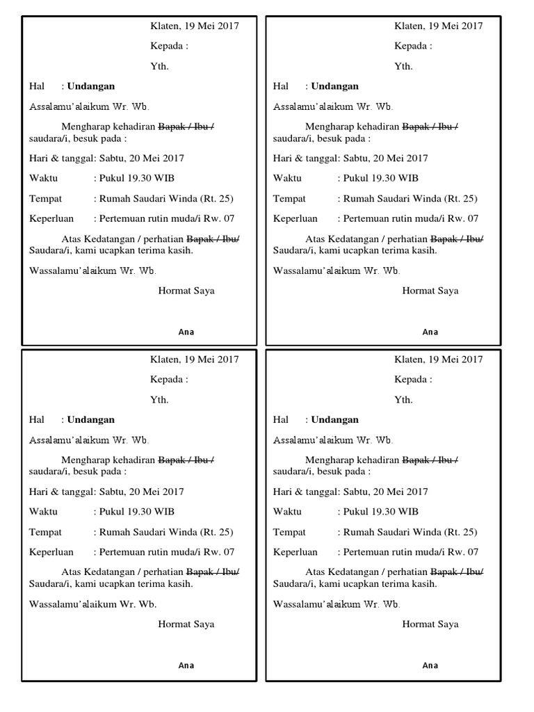 Conto Undangan Muda Mudi | PDF