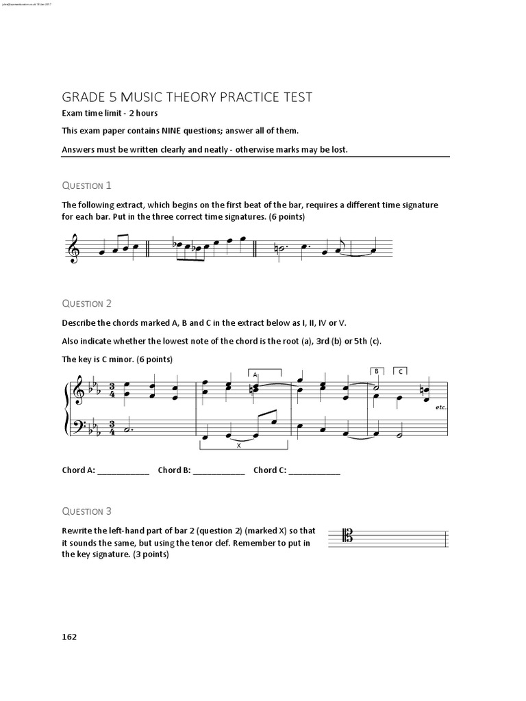 Grade 5 Music Theory Practice Test | Chord (Music) | Music Theory