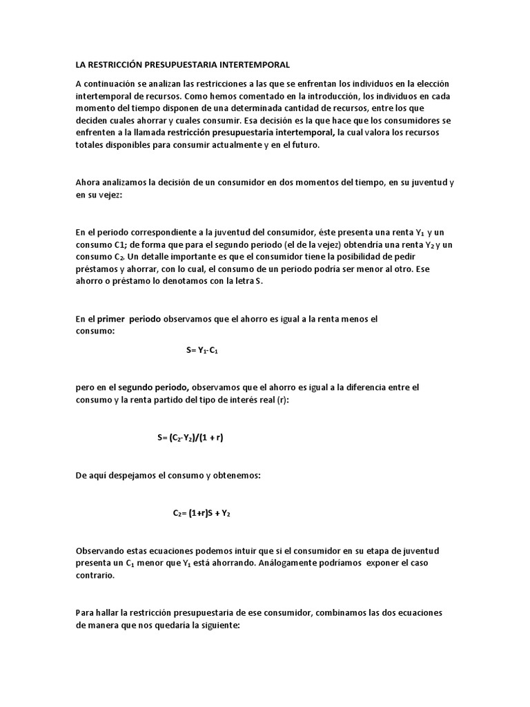 La Restricción Presupuestaria Intertemporal | PDF | Consumo (economía ... La Restricción Presupuestaria Intertemporal | PDF | Consumo (economía ...