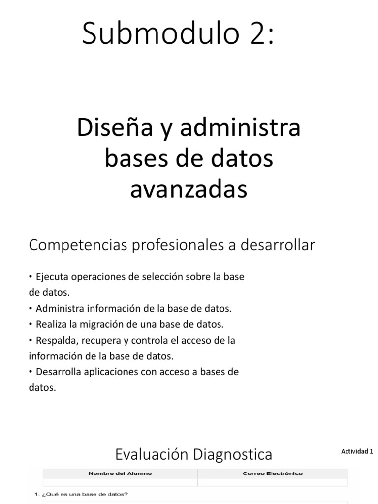Presentacion Submodulo 2 - Modulo 2 | PDF | Bases de datos | Informática