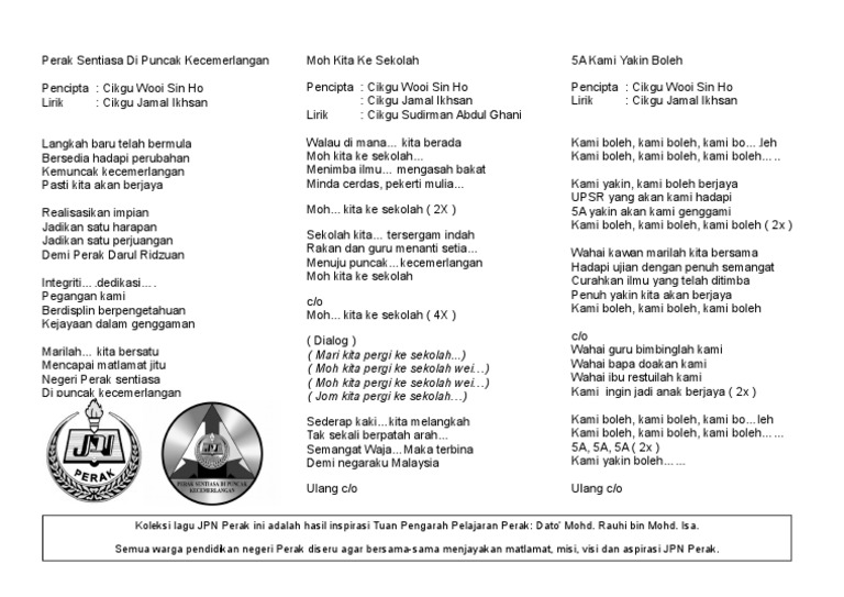 Perak Di Puncak Kecemerlangan Lirik Lagu | PDF