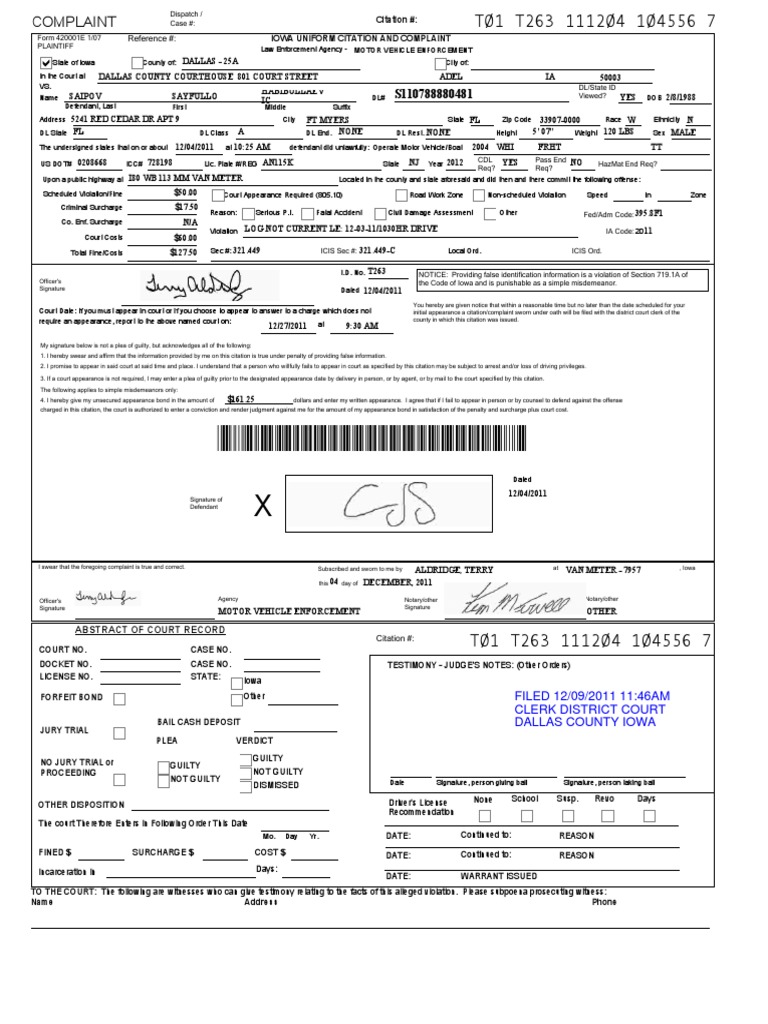 Iowa traffic citation for NYC terror attack suspect | Bail | Plea ...