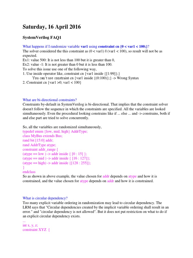 Systemverilog Faq Download Free Pdf Class Computer Programming Pointer Computer