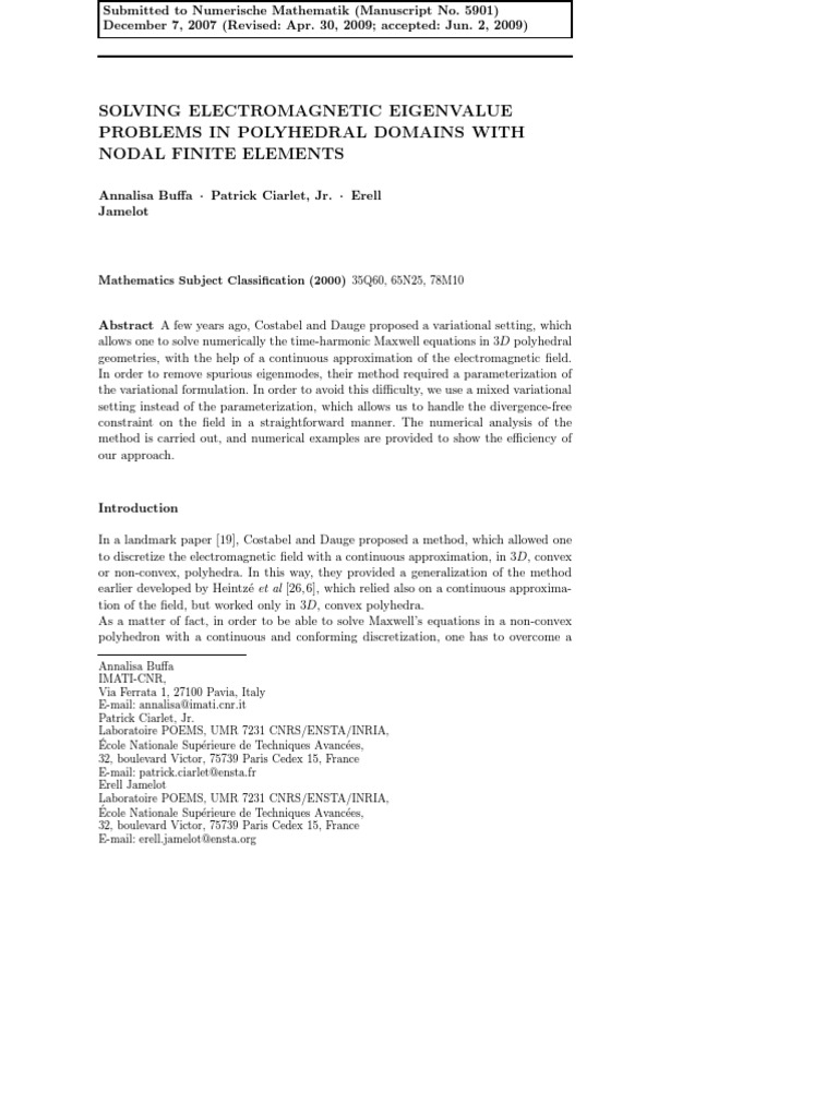 Solving Electromagnetic Eigenvalue Problems in Polyhedral Domains With Nodal Finite Elements ...