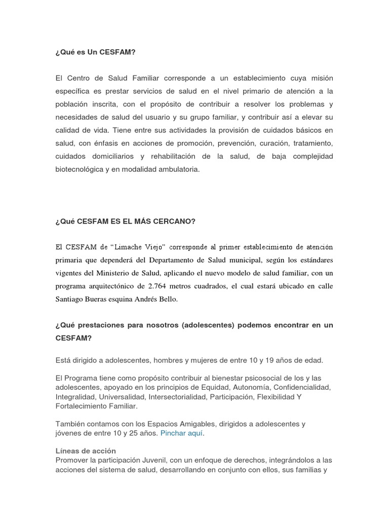 Qué Es Un Cesfam | PDF | Hospital | Salud y bienestar