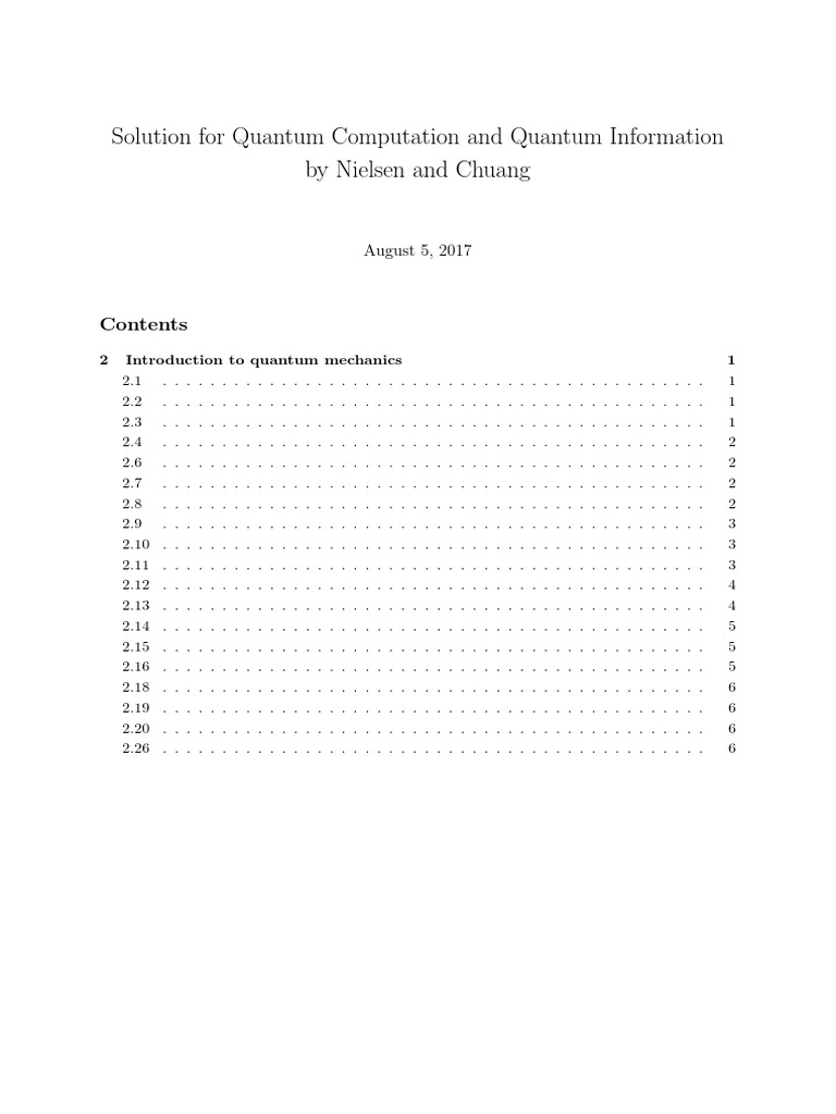 Solution For Quantum Computation and Quantum Information by Nielsen and ...