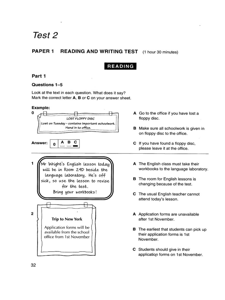 Complete PET Test 2 (Book 1) | PDF