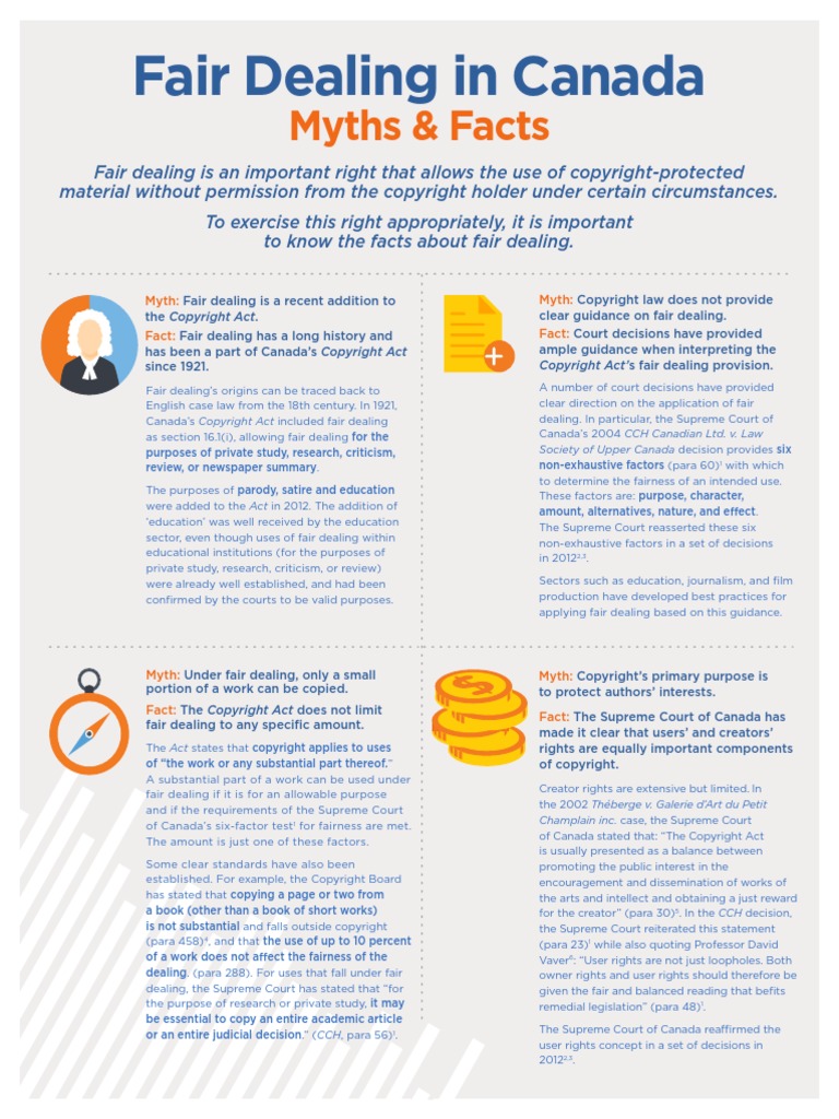 Fair Dealing Myths & Facts | PDF | Fair Dealing | Copyright Law