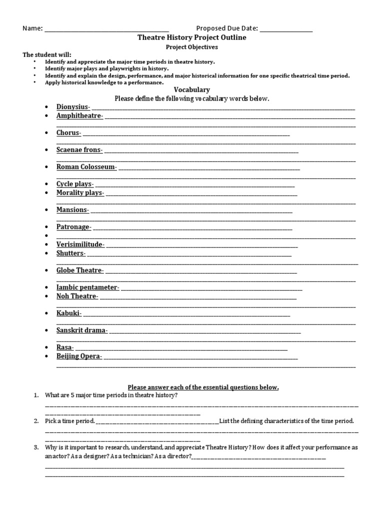 Theatre History Project Outline | PDF | Theatre | Websites