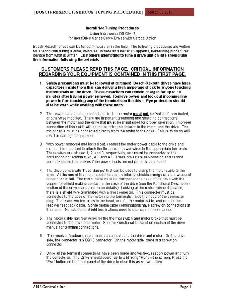 Indraworks Ds Tuning Procedures Sercos | PDF | Control Theory ...