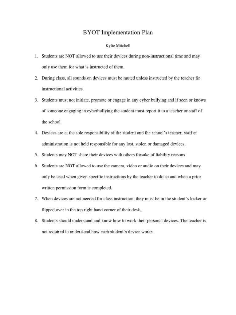 Byot Implementation Plan | PDF