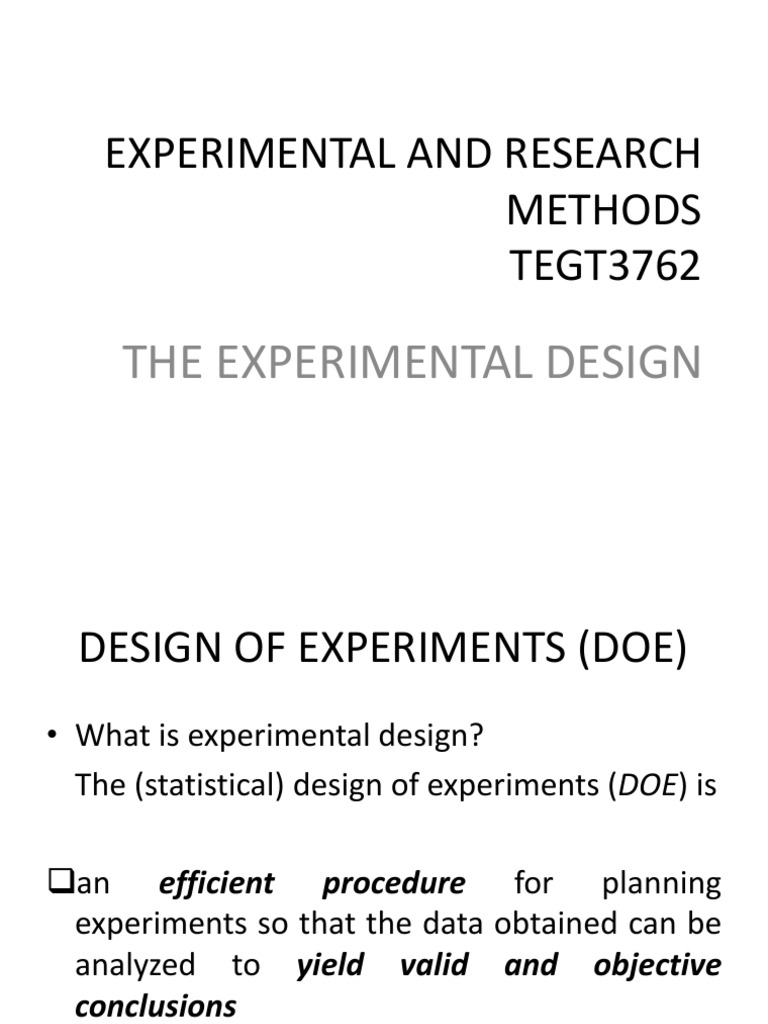 2016 Design of Experiments | PDF | Experiment | Design Of Experiments
