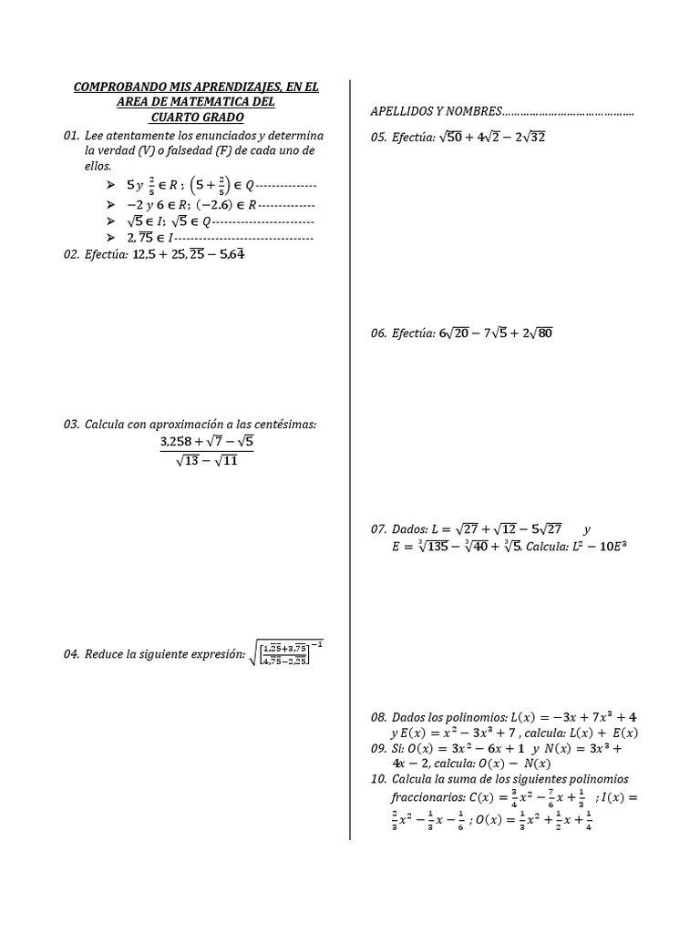 Comprobando Mis Aprendizajes-2017 | PDF | Análisis matemático | Álgebra