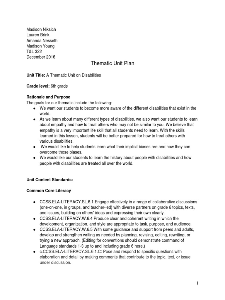 Thematic Unit | PDF | Bias | Teaching Mathematics