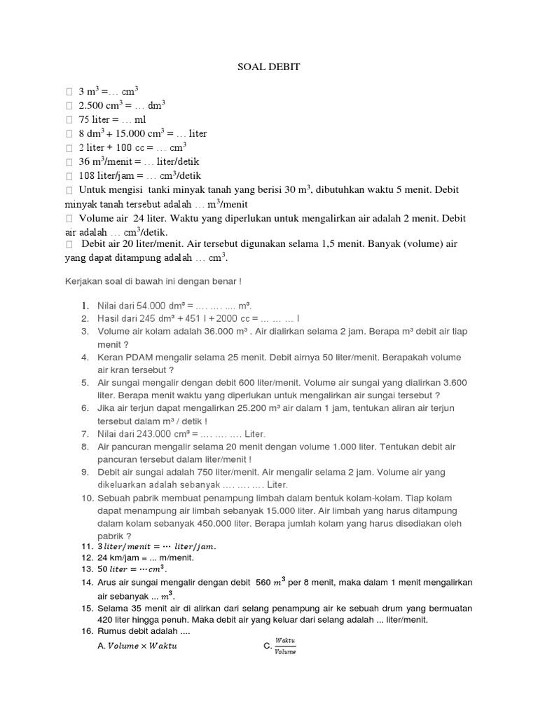 Soal Debit | PDF | Memasak, Makanan, & Anggur | Griya & Taman