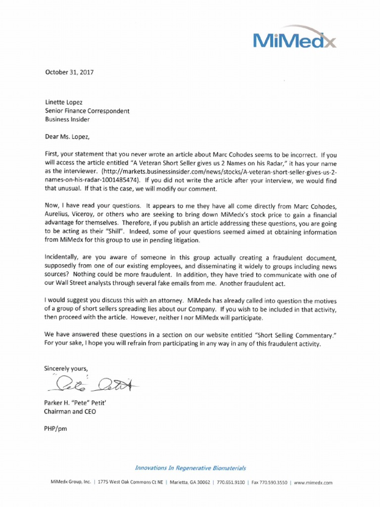 Linette Lopez Letter 103117 | PDF