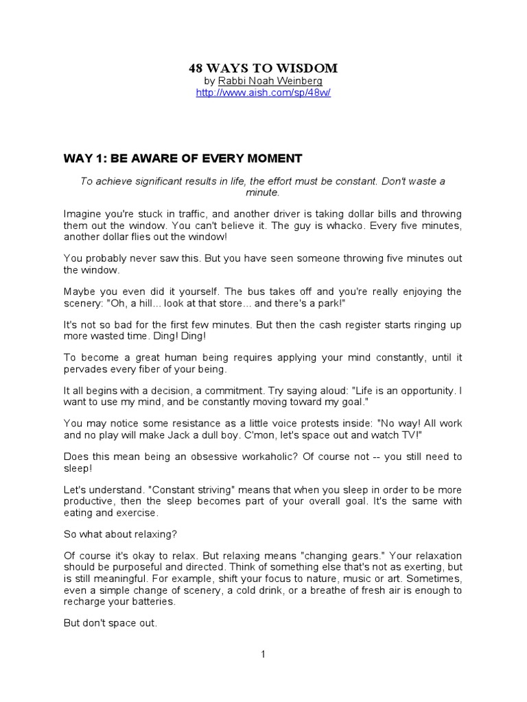 48 Ways To Wisdom | PDF | Psychological Concepts | Meaning Of Life