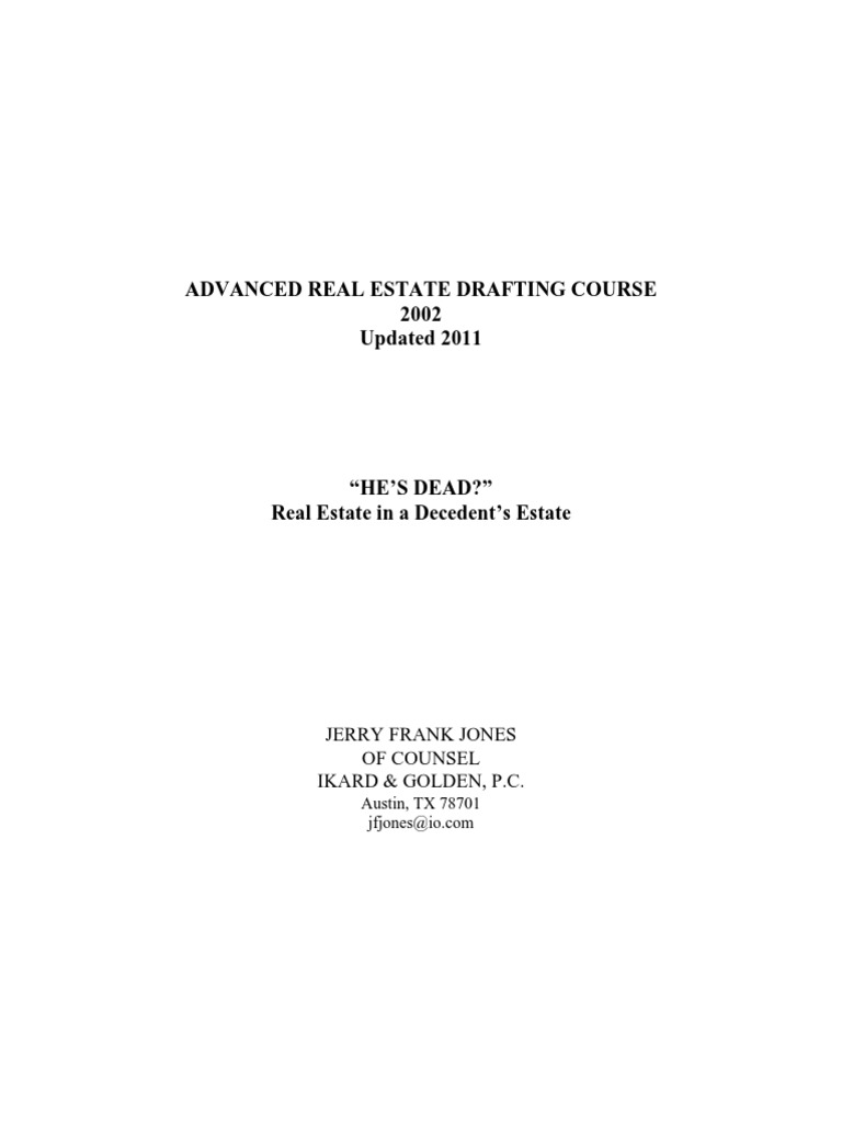 Advanced Real Estate Drafting Course | PDF | Probate | Intestacy