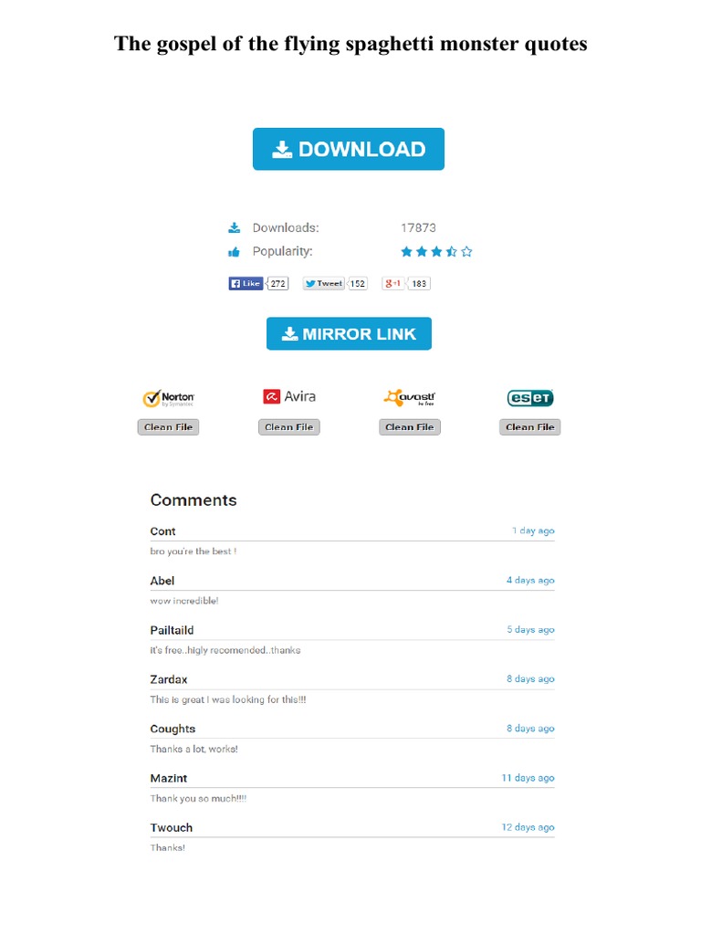 The Gospel of The Flying Spaghetti Monster Quotes | PDF | Religion And ...