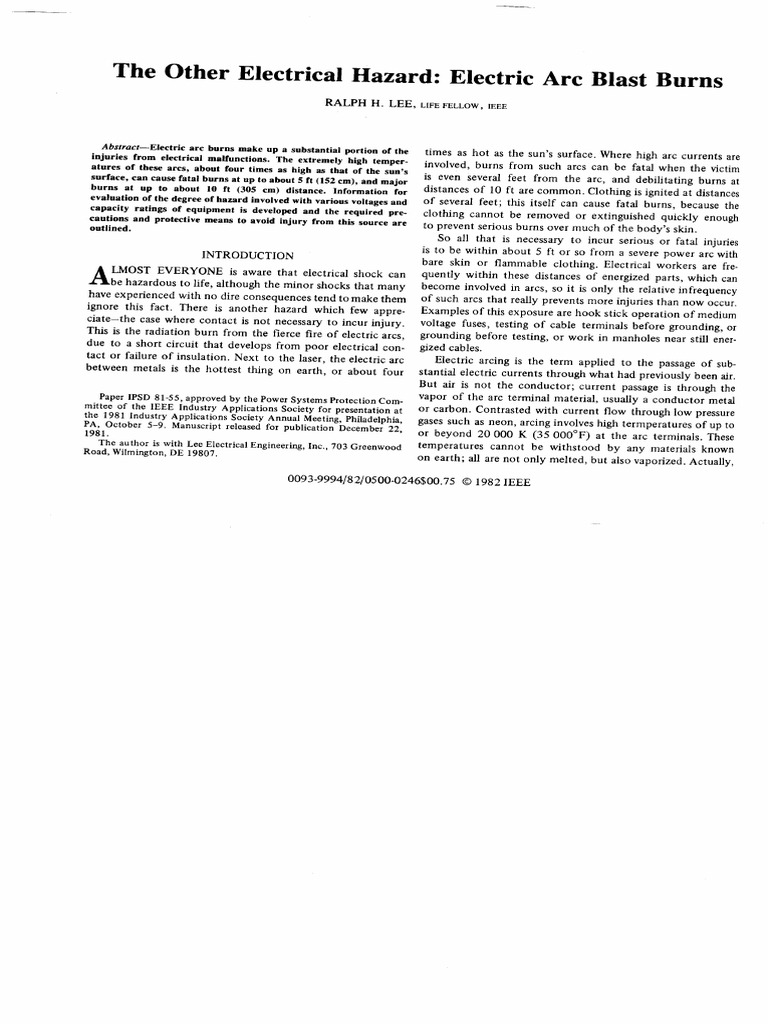 Dr. Ralph Lee - The-other-Electrical-Hazard-Electric-Arc-Flash-Burns ...