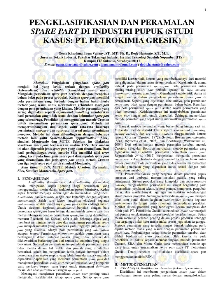 Peramalan Spare Part dengan Metode Croston | PDF