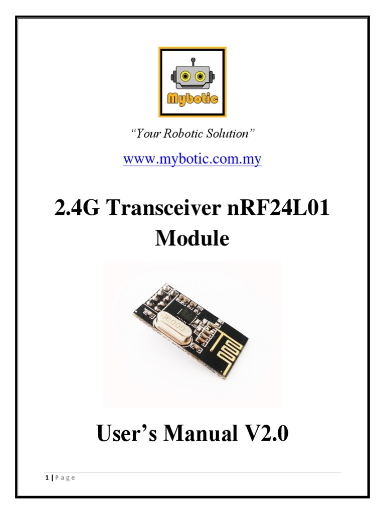 2.4G Transceiver NRF24L01 Module User's Manual v2.0 | PDF | Arduino | Computer Engineering