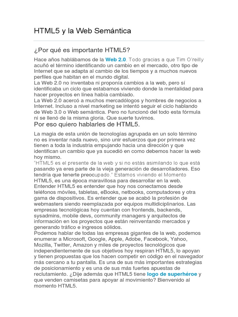 13_HTML5 y La Web Semántica | PDF | HTML | Xhtml