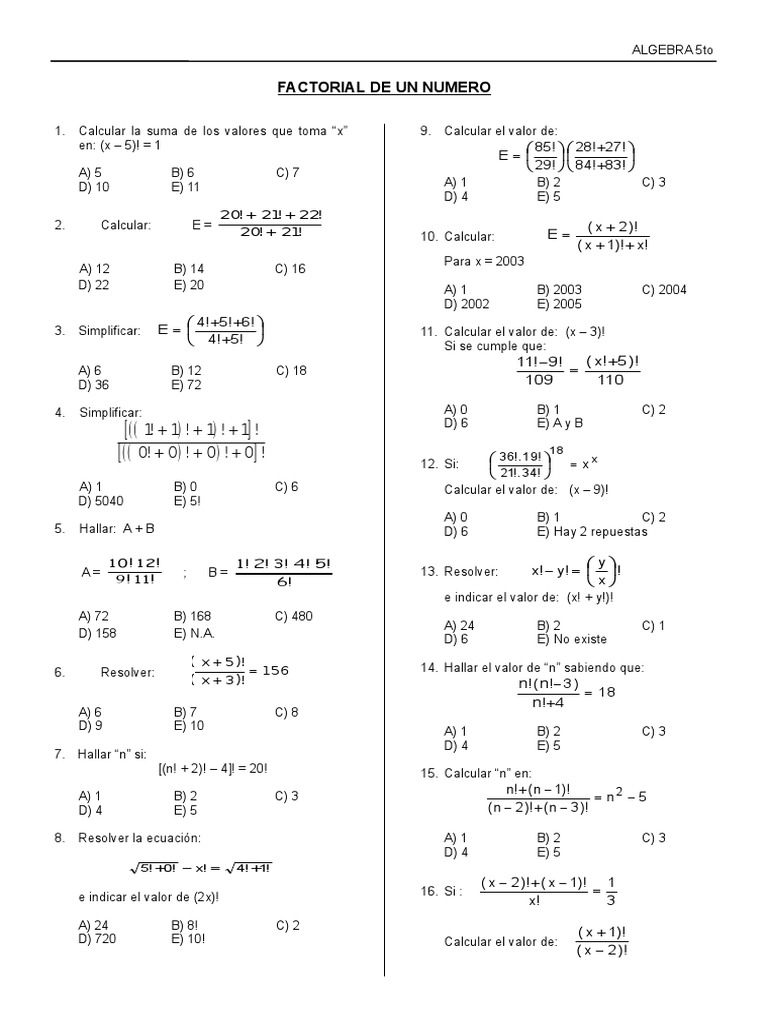Factorial de Un Número | PDF