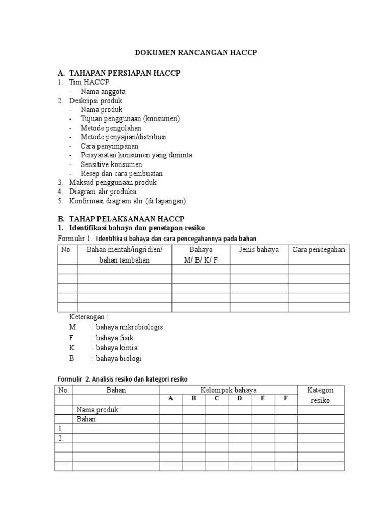 Rancangan Dokumen HACCP Makanan | PDF