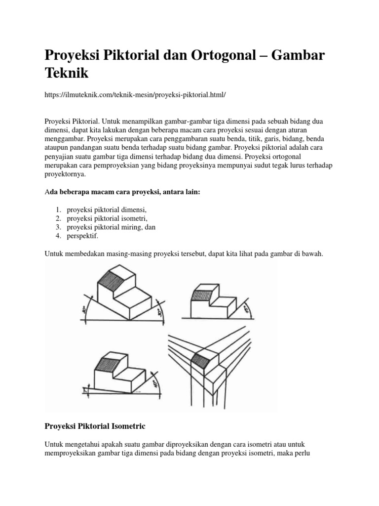 TEKNIK GAMBAR PROYEKSI PIKTORIAL DAN ORTOGONAL | PDF
